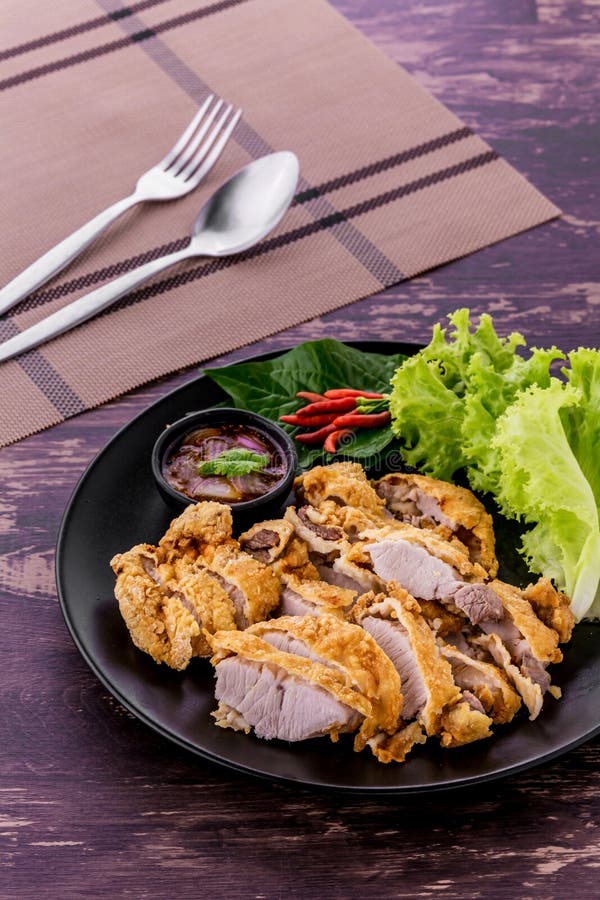 Fried pork with fish sauce stock image. Image of fried - 225307569
