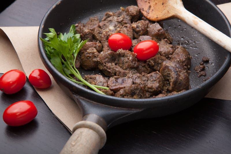 Fried pork kidneys stock image. Image of traditional - 85022727