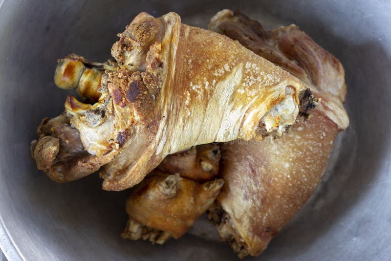 Fried Pork Knuckle Prepared for Cooking in the Kitchen. Stock Image ...
