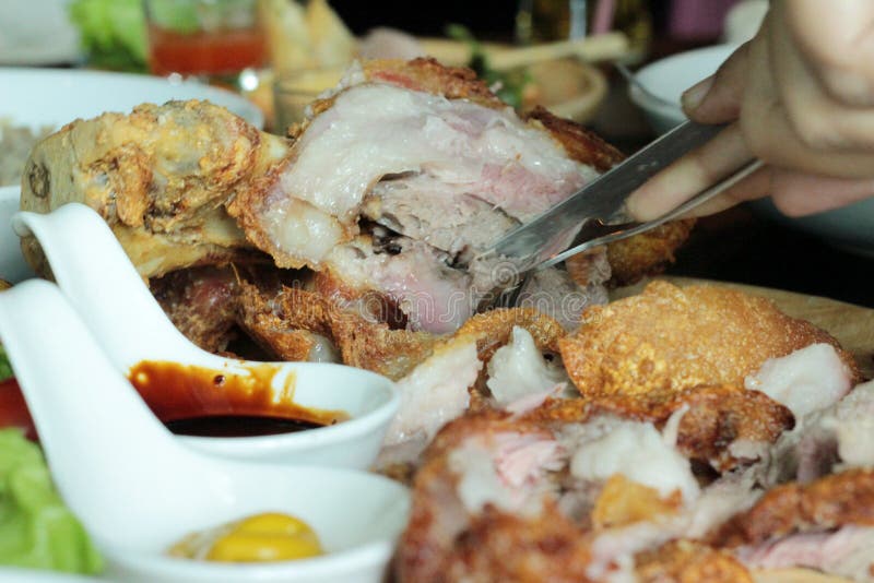 Fried Pork Knuckle is Traditional German Food. Stock Photo - Image of ...