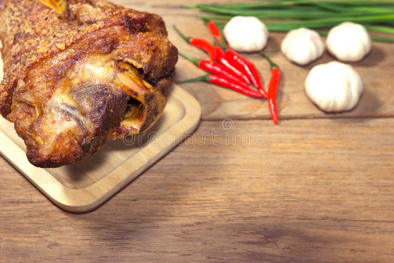 Fried Pork Leg Cooked on Chopping Block Stock Image - Image of meat ...