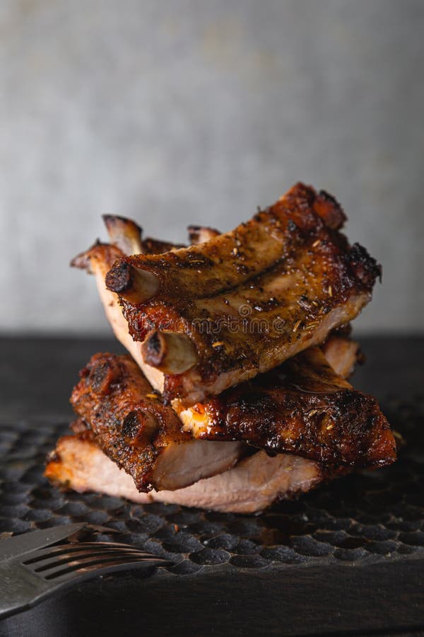 Fried pork ribs with sauce stock photo. Image of ribs - 244666130