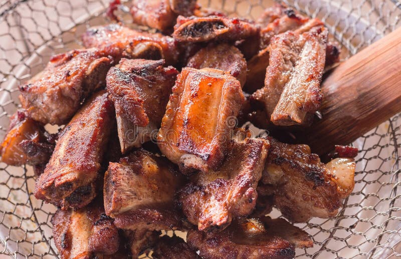 Fried pork ribs stock photo. Image of white, restaurant - 87708372