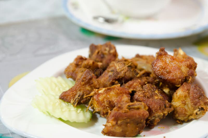 Fried Pork Spare Ribs with Garlic and Pepper Stock Image - Image of ...