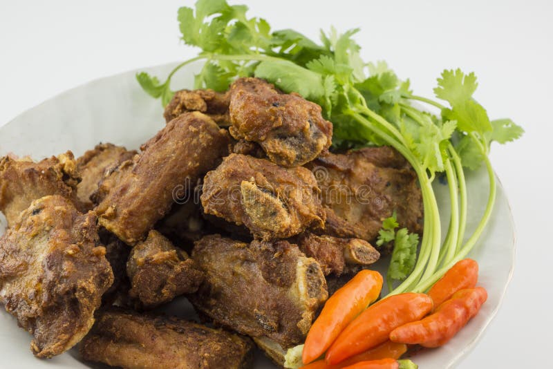 Fried pork spare ribs stock image. Image of pepper, cooking - 36010405