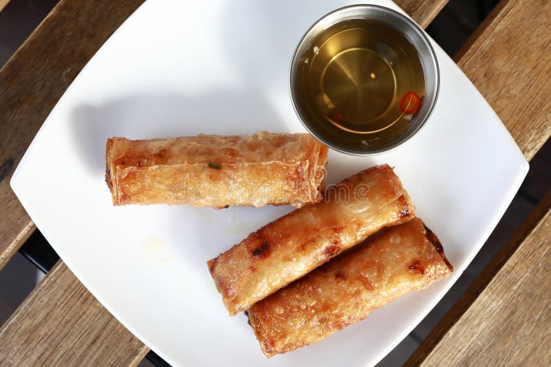 Fried pork spring rolls stock image. Image of roll, filled - 191177587