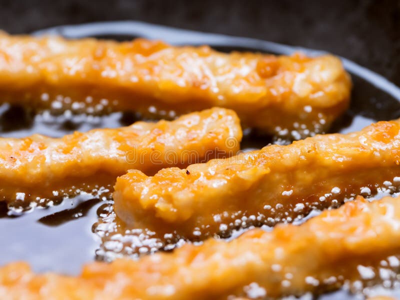 Fried Pork Sticks in the Pan Stock Image - Image of unhealthy, fried ...