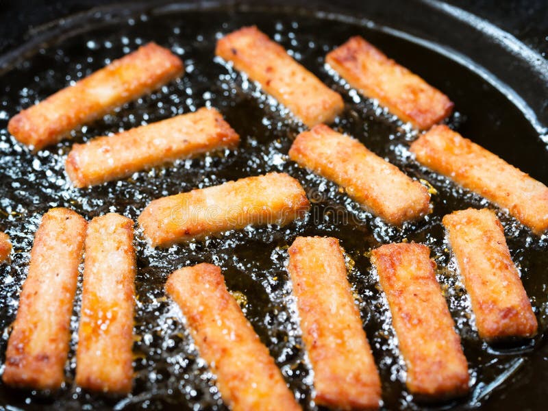Fried Pork Sticks in the Pan Stock Photo - Image of tasty, crispy ...