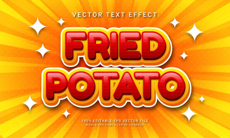 Fried Potato Editable Text Effect with Fries Food Theme Stock Vector ...