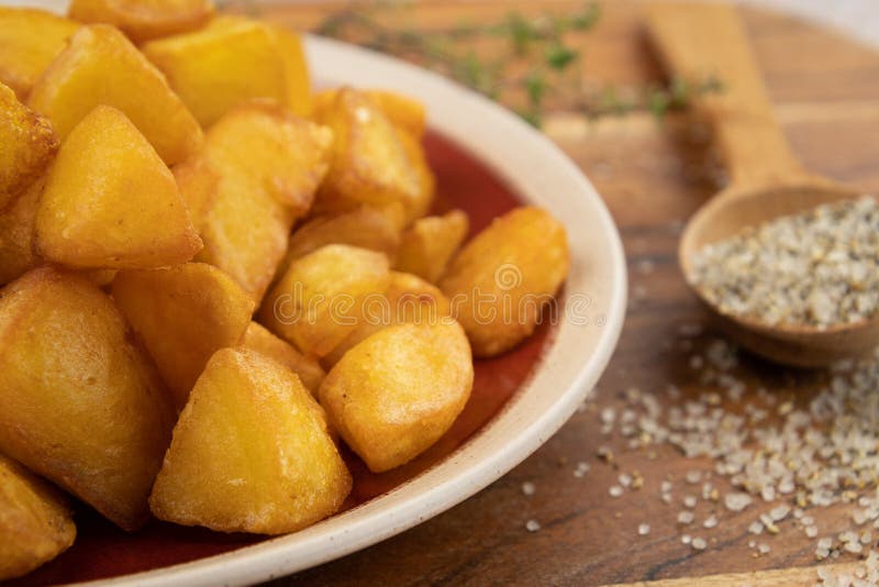 Fried Potato Pieces on a Plate Stock Image - Image of plate, food ...