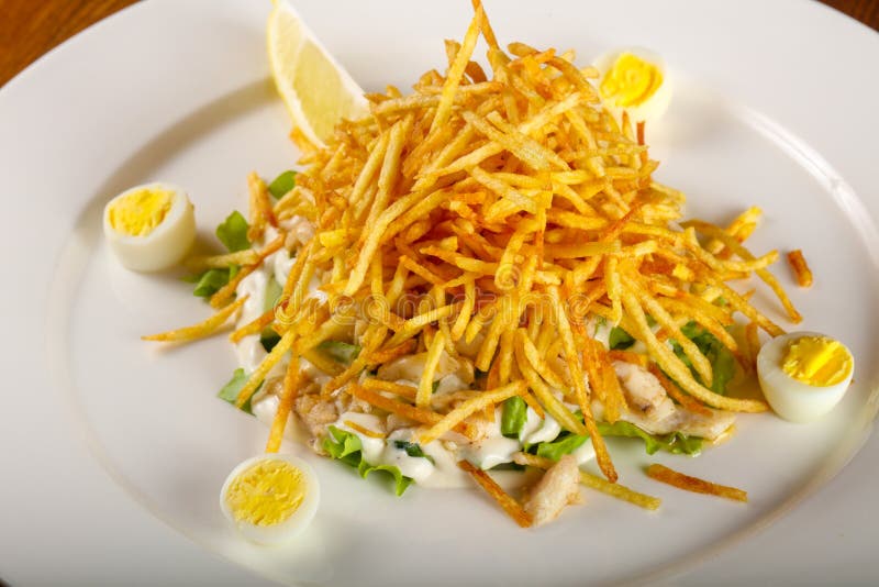 Fried potato salad stock image. Image of snack, white - 112220677