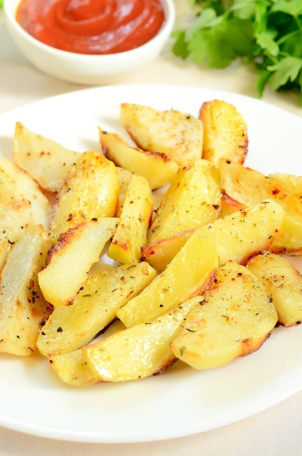 Fried potato wedges stock image. Image of organic, baked - 37201389
