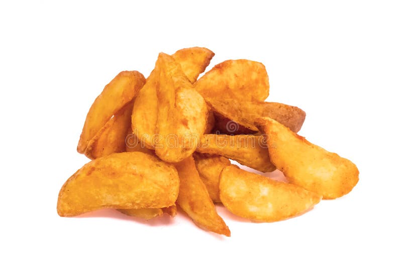 Fried Potato Wedges Isolated on White Background High Quality Details ...