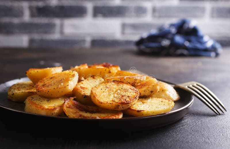 Fried Potato Wedges with Oil Stock Photo - Image of lettuce, healthy ...