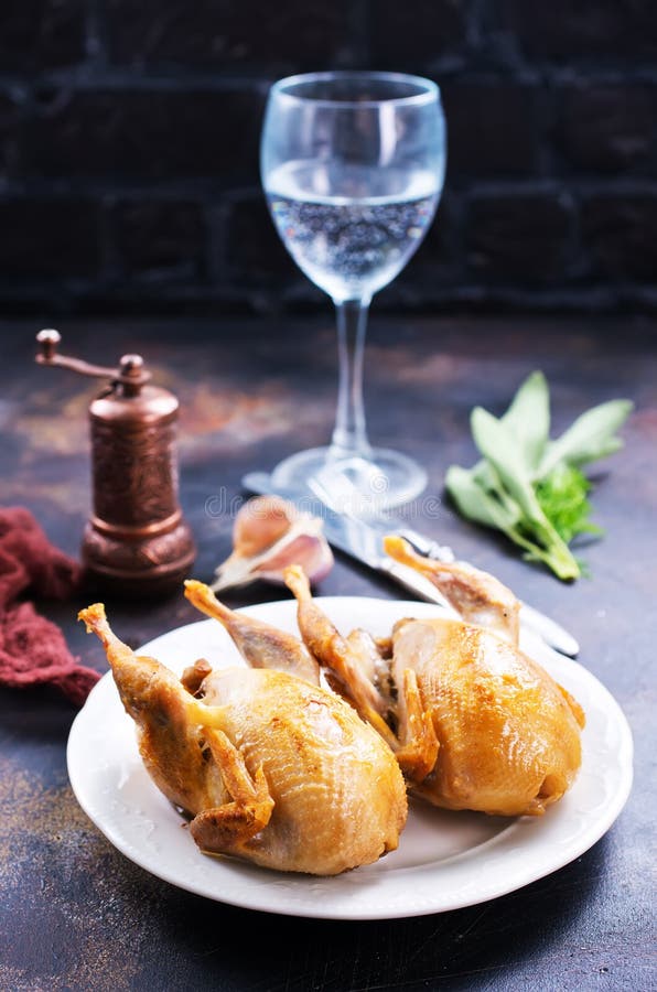 Fried quail stock image. Image of cooking, partridge - 100659915