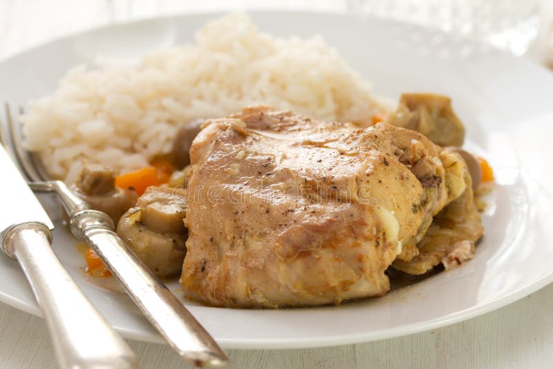 Fried Rabbit with Boiled Rice Stock Image - Image of tasty, vegetable ...