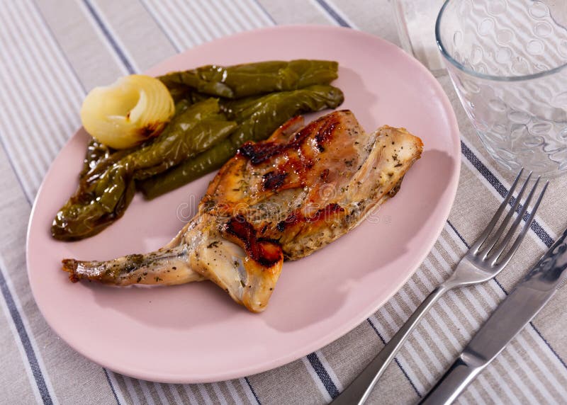 Fried Rabbit Served Peppers Onions Stock Photos - Free & Royalty-Free ...