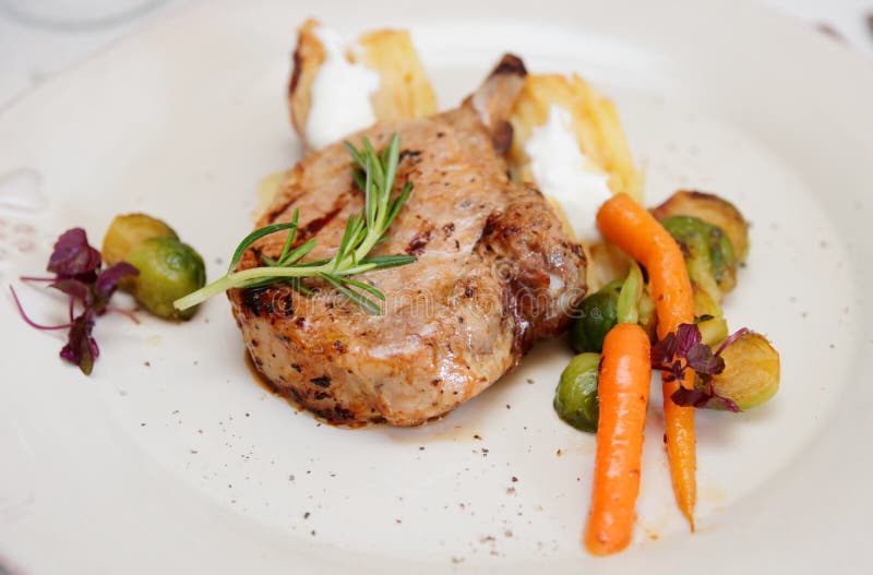 Fried Rack of Lamb on Beige Porcelain Plate Stock Photo - Image of meat ...