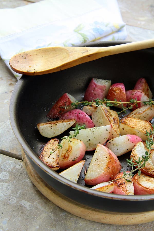 Fried radish with thyme stock photo. Image of vegetable - 19854676