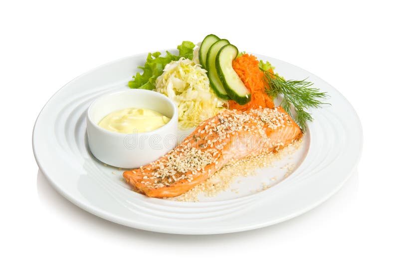 Fried red fish stock image. Image of plate, leaf, fried - 15406269