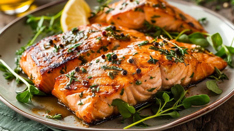Fried Red Fish with Herbs and Lemon Stock Photo - Image of dinner ...
