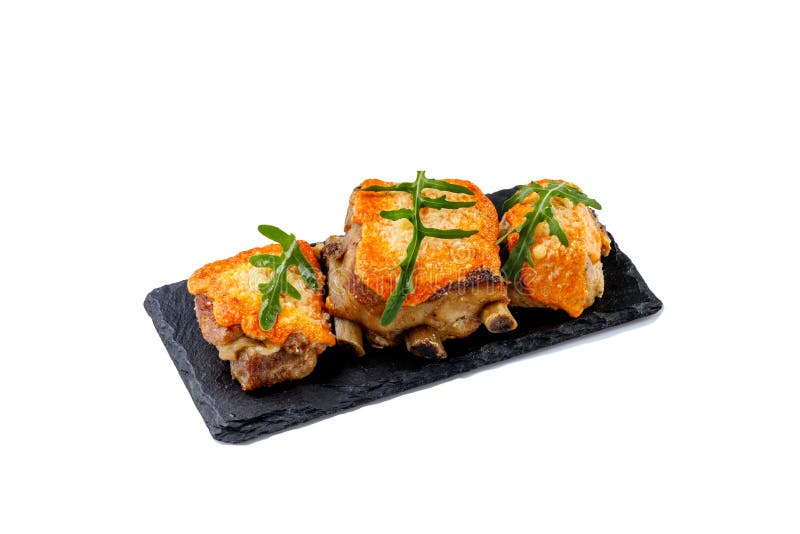 Fried Ribs on a White Plate for a Restaurant Menu1 Stock Image - Image ...