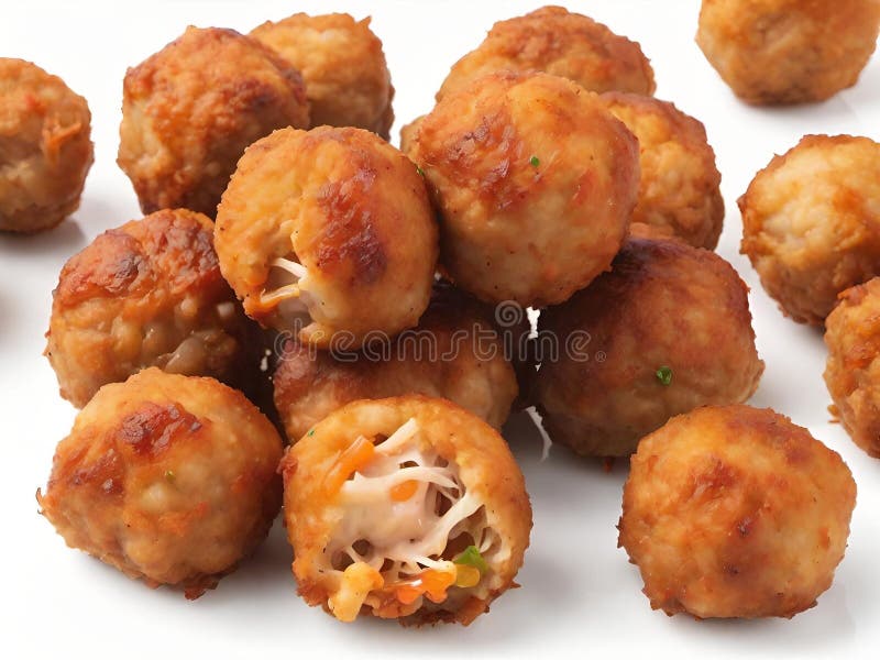 Fried Rice Ball with Pork Ball Stock Illustration - Illustration of ...