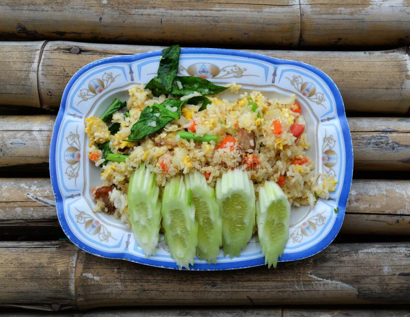 Fried rice on bamboo stock image. Image of meal, chopsticks - 54700051