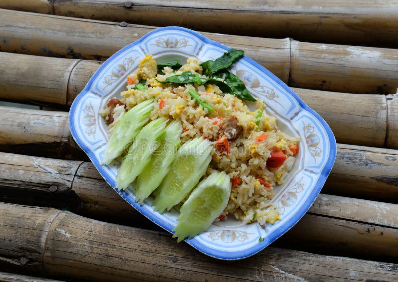 Fried rice on bamboo stock image. Image of food, supper - 54700091