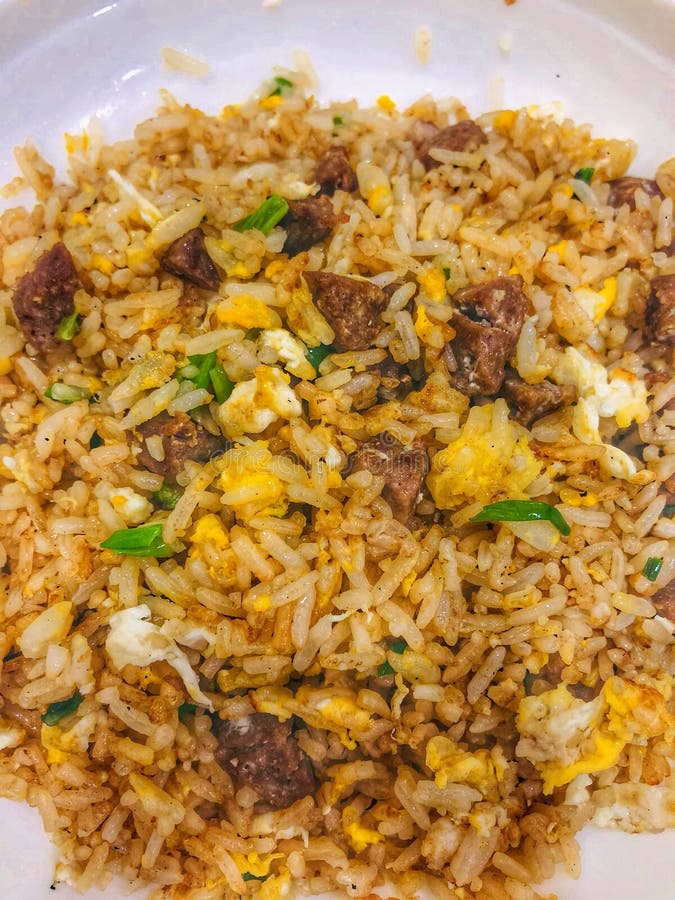 Fried Rice with beef stock image. Image of beef, chinese - 109580417