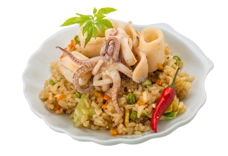 Fried rice with calamari stock image. Image of meal, mediterranean ...