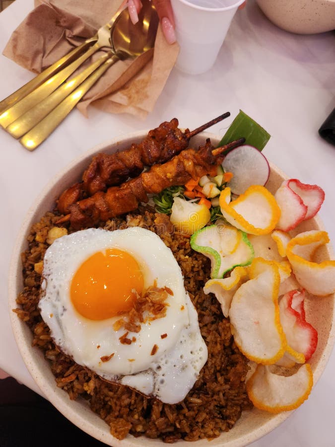 Fried rice chicken stay stock image. Image of cuisine - 263357053