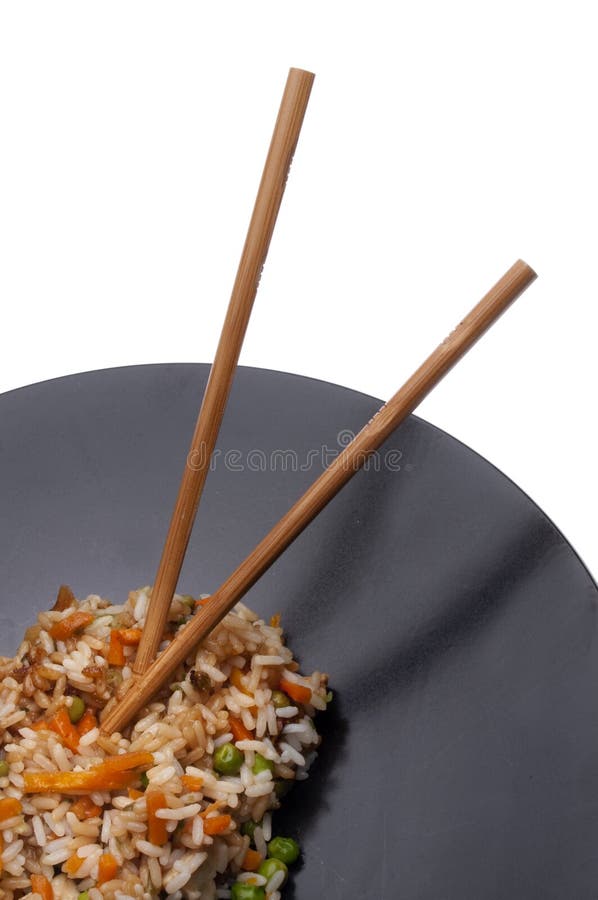 Fried Rice with Chop Sticks Stock Photo - Image of studio, brown: 14492864