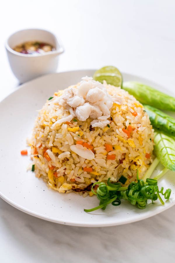 Fried rice with crab stock image. Image of yellow, style - 150500139