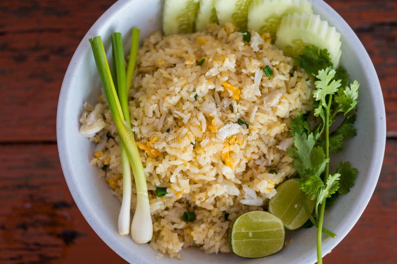 Fried Rice with Crab Served Side Dish Vegetable Stock Photo - Image of ...