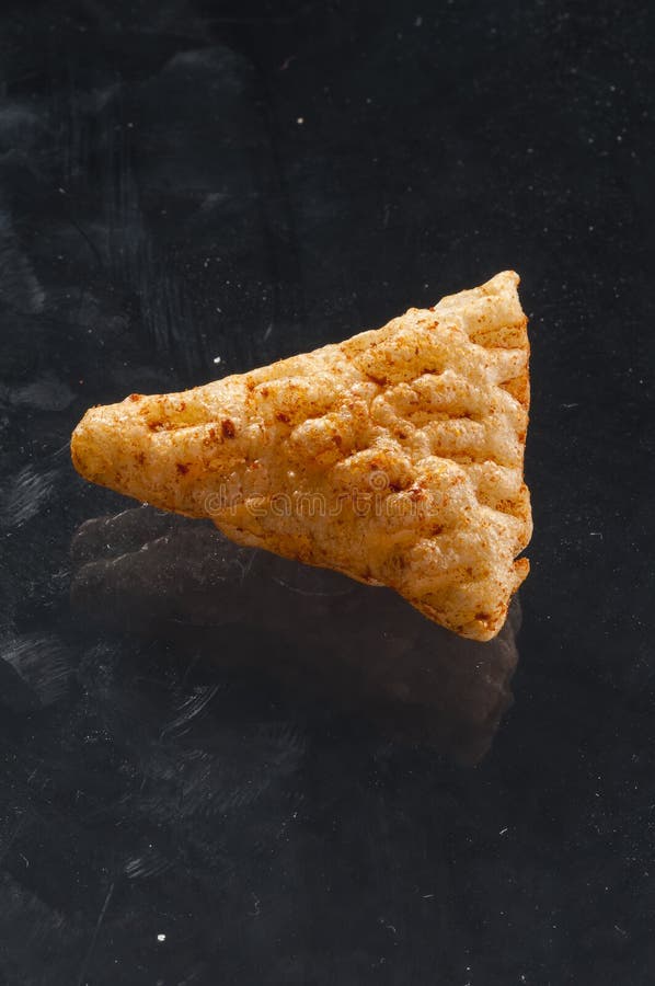 Fried Rice Crackers Triangle Shape Pizza Flavor Stock Photo - Image of ...