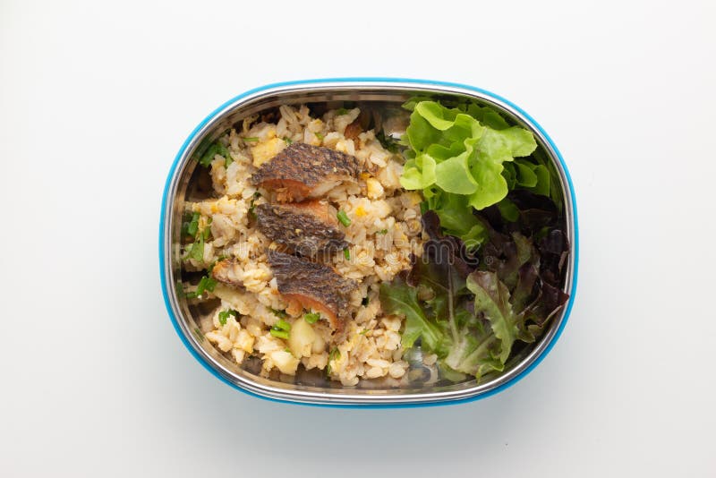 Fried Rice with Crispy Fish in Bowl Stock Image - Image of fillet ...