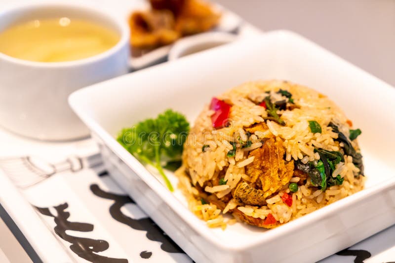Fried Rice with Crispy Fish Stock Image - Image of dish, diet: 149607875