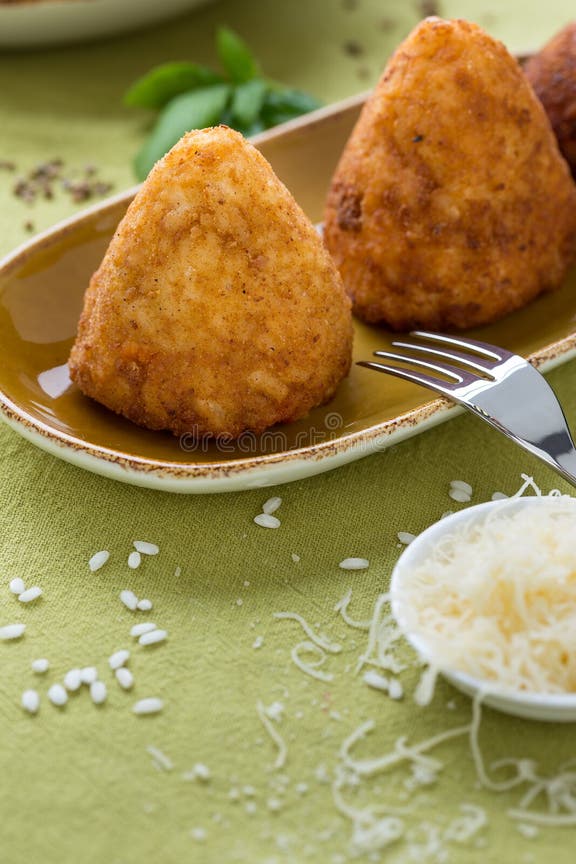 Fried Rice Croquettes on Brown Stock Photo - Image of cuisine ...