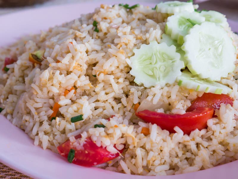 Fried Rice with Cucumber on Topping Stock Image - Image of meal, curry ...