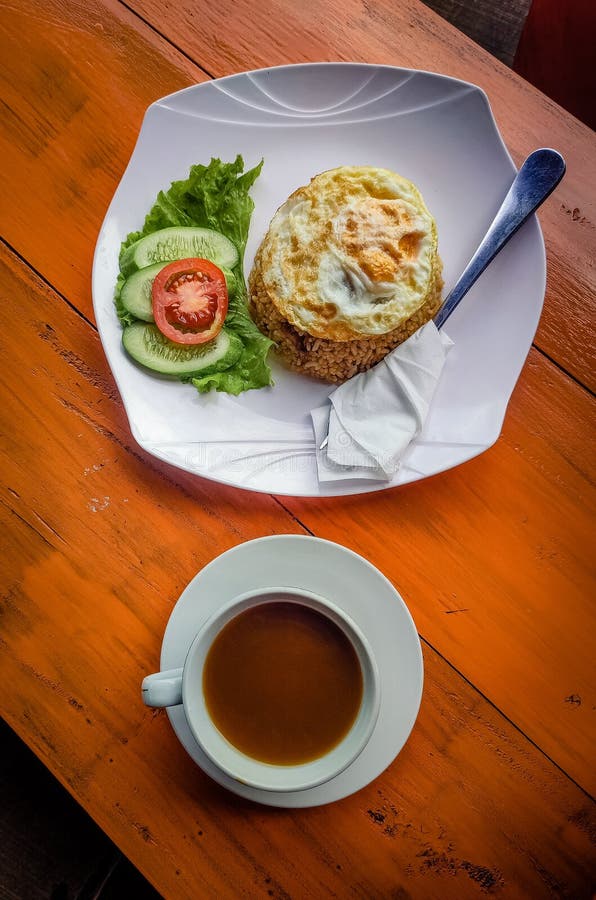 Fried Rice and a Cup of Tea for Breakfast Stock Image - Image of baking ...