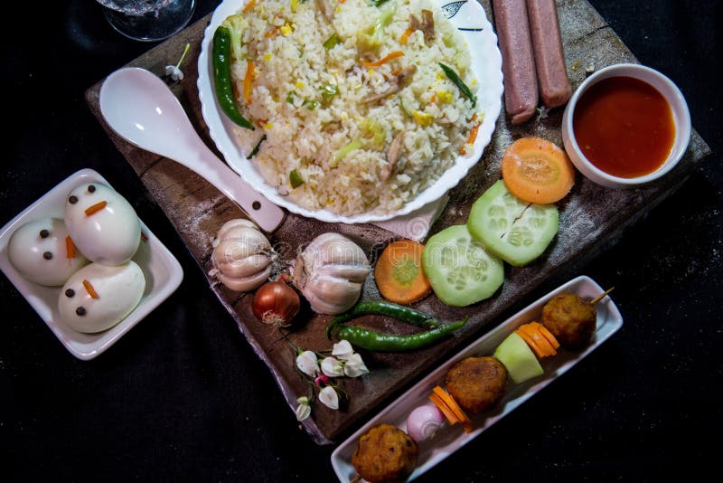 Fried rice with decoration stock photo. Image of angiospermae - 263500490