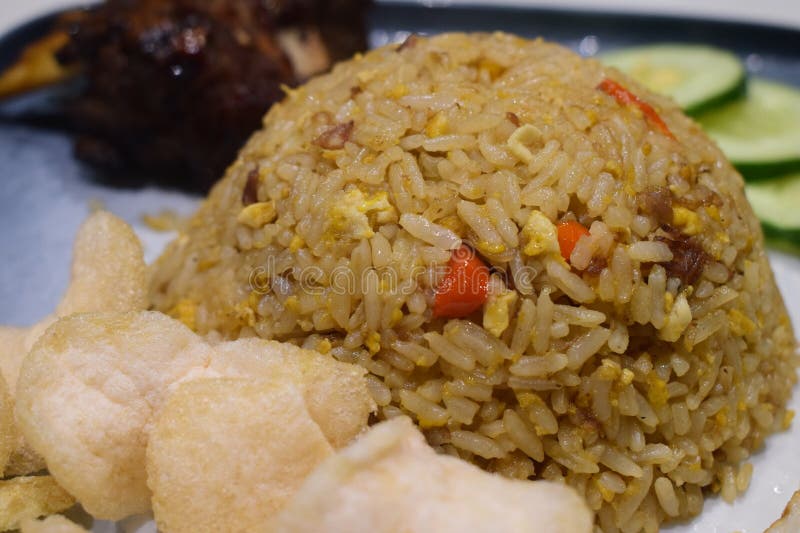 Fried Rice with Delicious Grilled Ribs Served on a Plate Stock Image ...