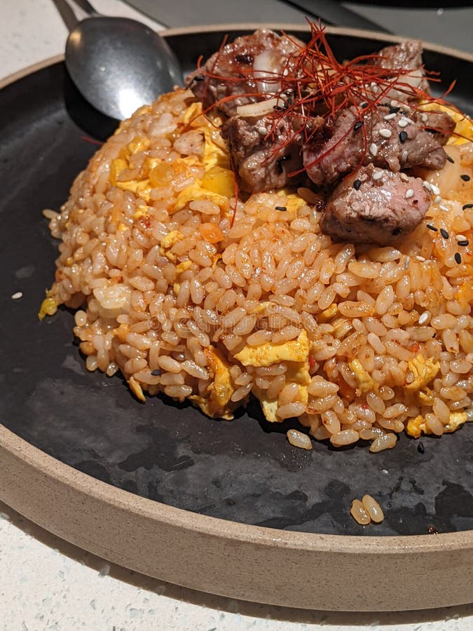 Fried Rice with Diced Wagyu Beef Stock Photo - Image of asian, rice ...