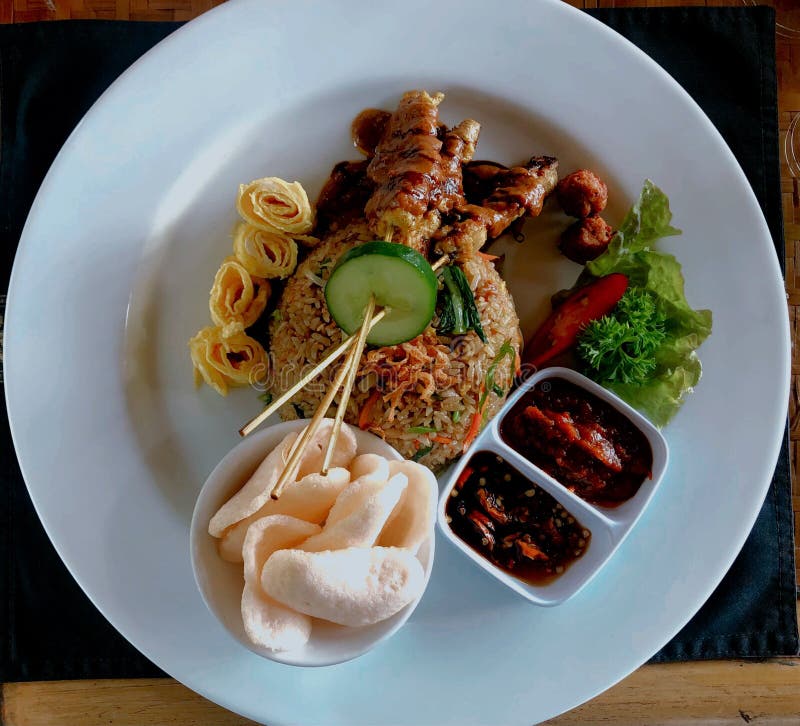 Fried Rice Dish on White Plate Stock Photo - Image of plate, rice ...
