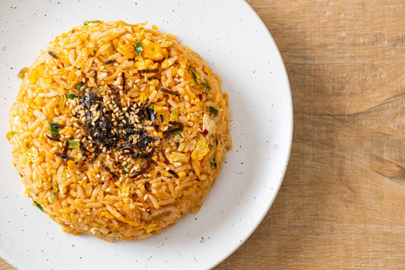 Fried Rice with Egg in Korean Style Stock Photo - Image of sesame ...