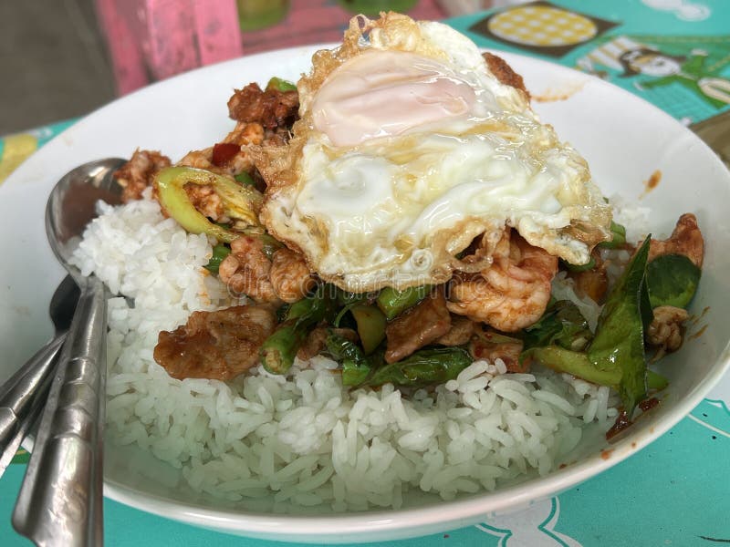 Fried Rice with Egg and Pork, Thai Food Stock Photo - Image of gourmet ...