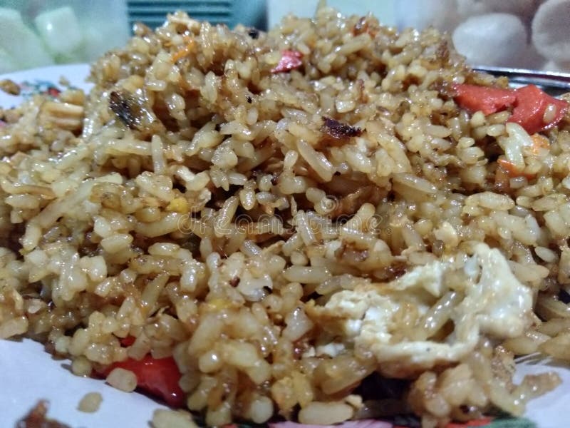 Fried Rice with Eggs and Sausage Stock Photo - Image of dish, food ...