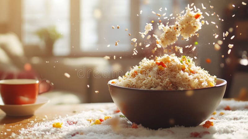 Fried Rice Explosion stock illustration. Illustration of table - 345636143