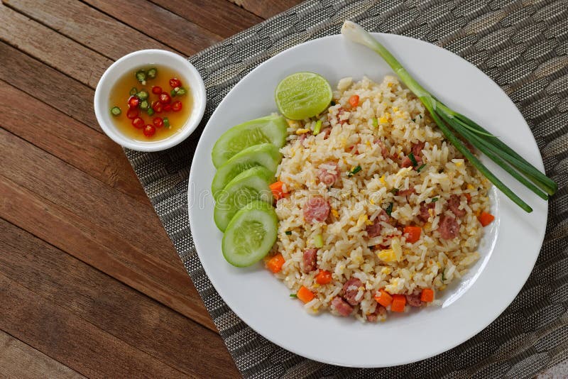 Fried Rice with Fermented Pork ,Kao Pad Nham Stock Photo - Image of ...
